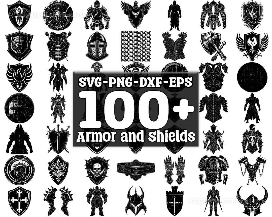Armor and Shields SVG Bundle, Set of 100, Instant Digital Download, Png ...