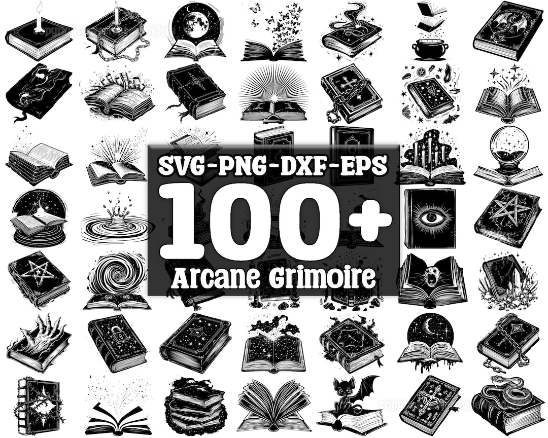 Arcane Grimoire SVG Bundle, Set of 100, Instant Digital Download, Png ...