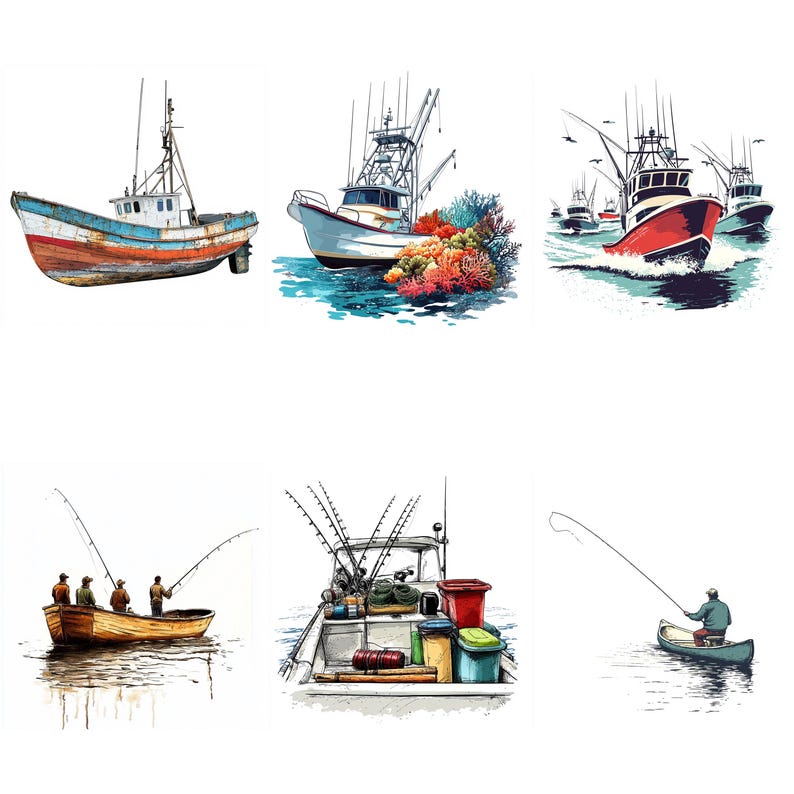 100+ Fishing Boat Procreate Stamps, Brushes for Procreate, Instant ...