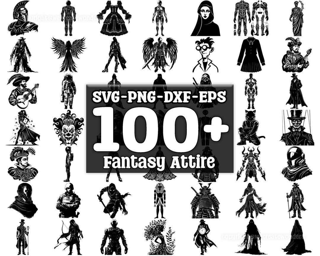 Fantasy Attire SVG Bundle, Set of 100, Instant Digital Download, Png ...