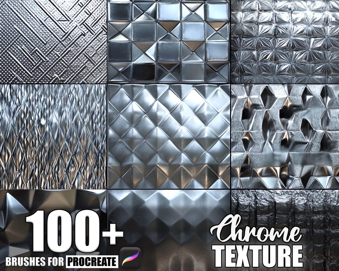 100+ Chrome Procreate Textures, Brushes for Procreate, Instant Digital ...