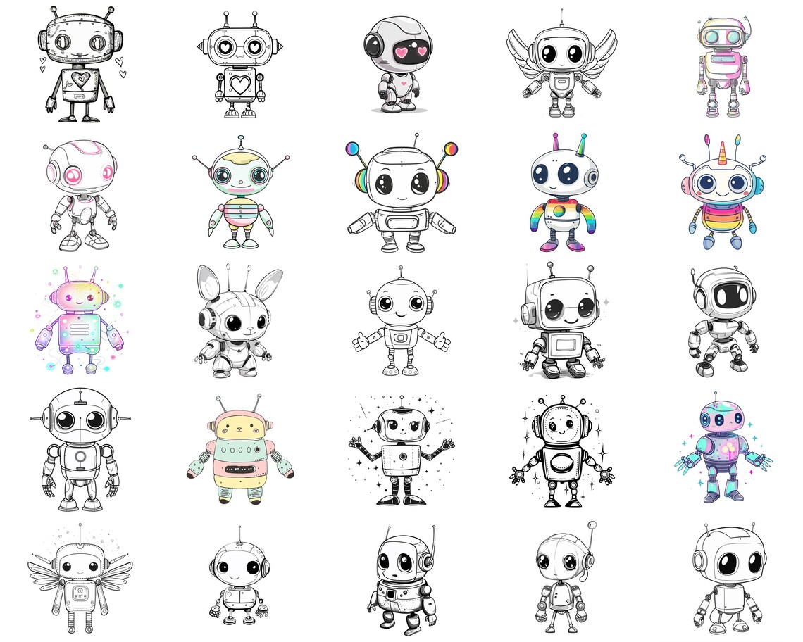 100+ Kawaii Robot Procreate Stamps, Brushes for Procreate, Instant ...