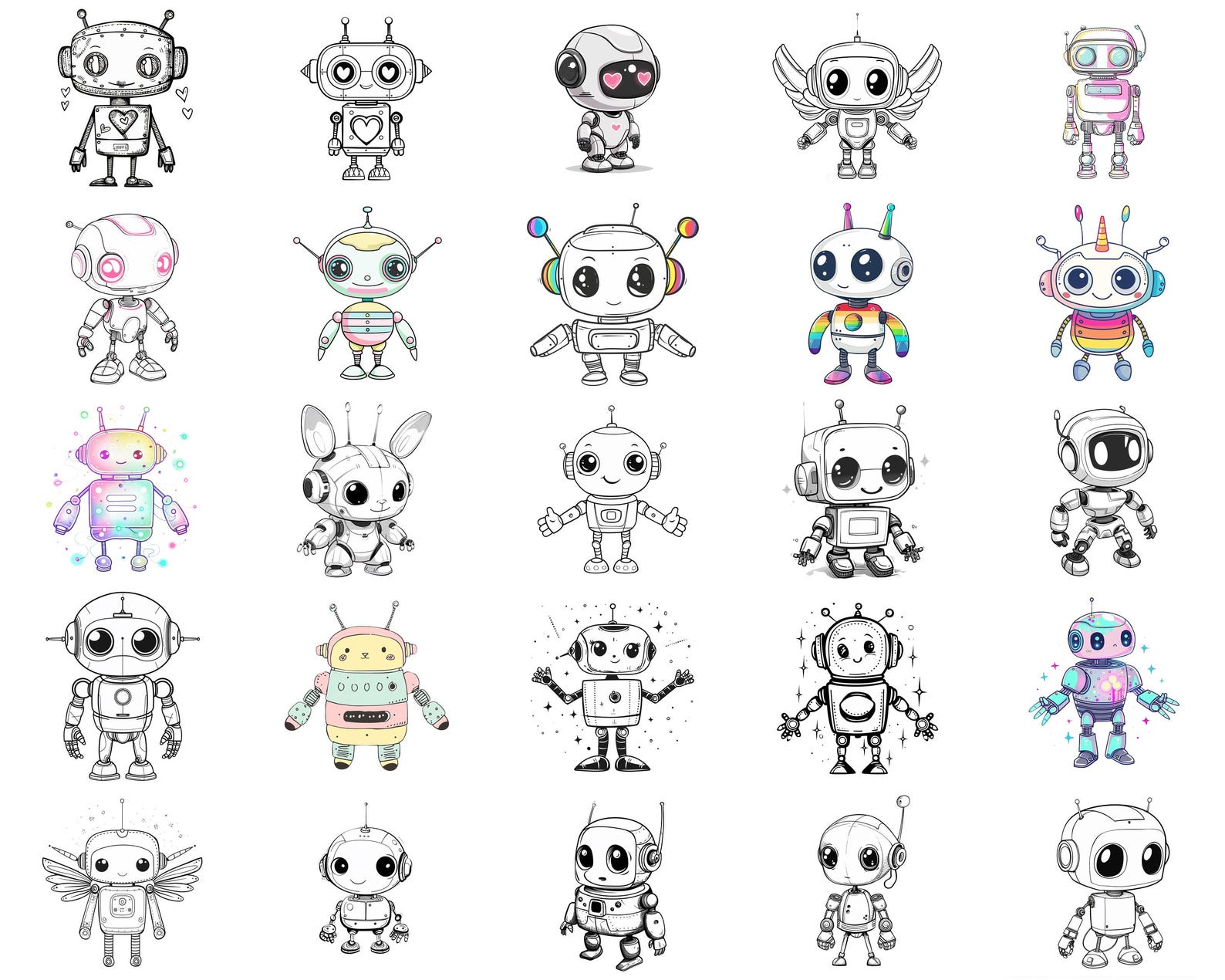 100+ Kawaii Robot Procreate Stamps, Brushes for Procreate, Instant ...