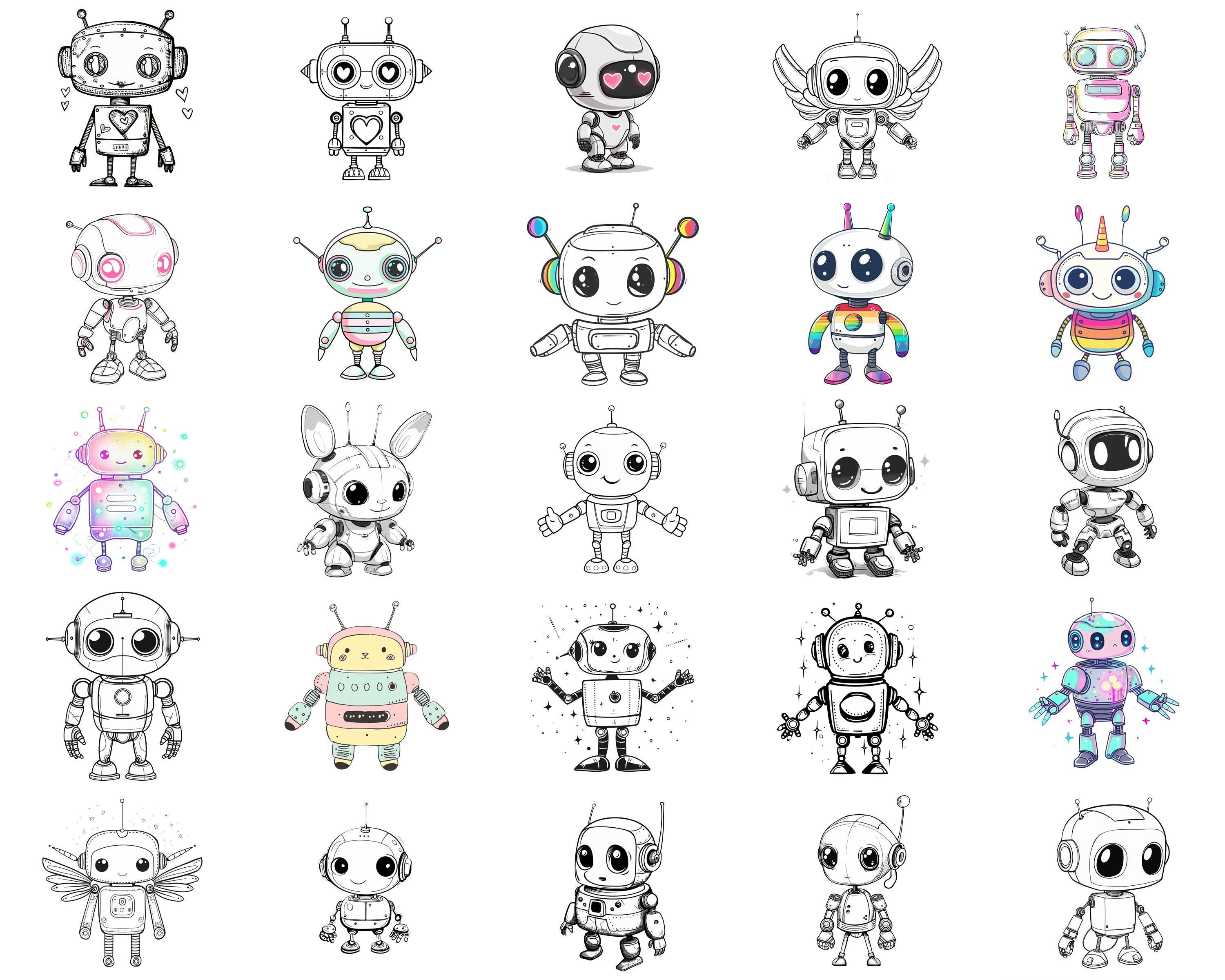 100+ Kawaii Robot Procreate Stamps, Brushes for Procreate, Instant ...