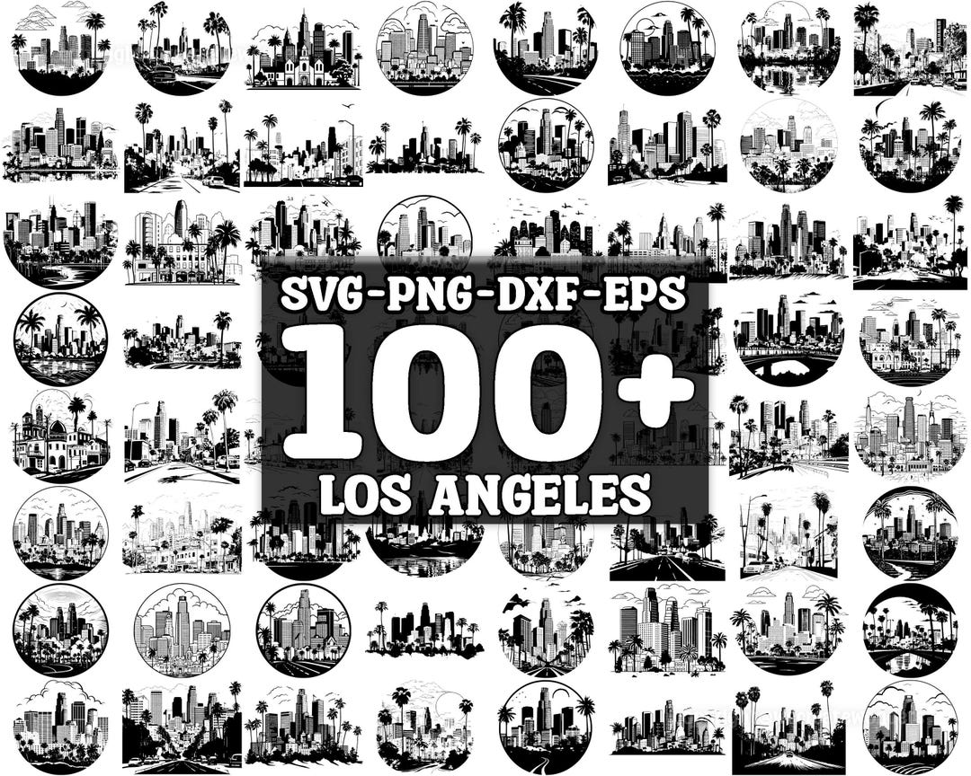 Los Angeles SVG Bundle, Set of 100, Instant Digital Download, Png, Svg ...