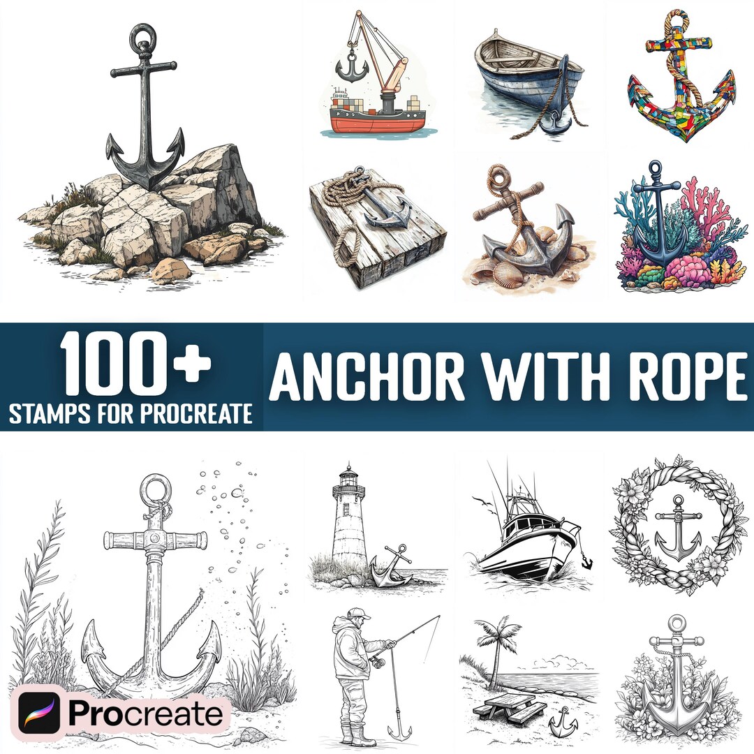 100+ Anchor With Rope Procreate Stamps, Brushes for Procreate, Instant ...