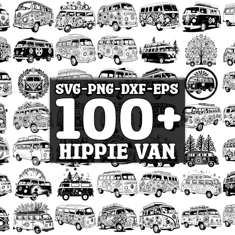Hippie Van Svg - Etsy