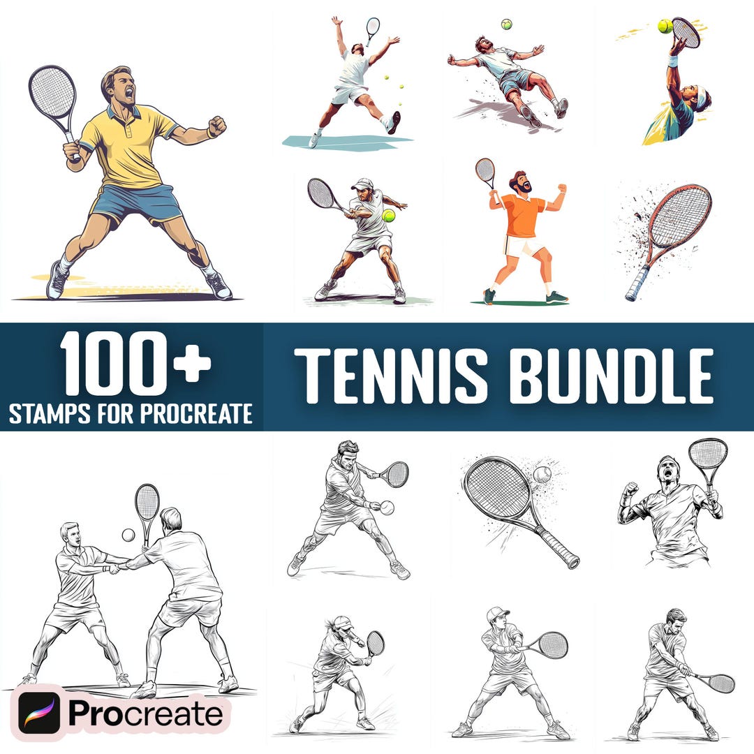 100+ Tennis Sports Procreate Stamps, Brushes for Procreate, Instant ...