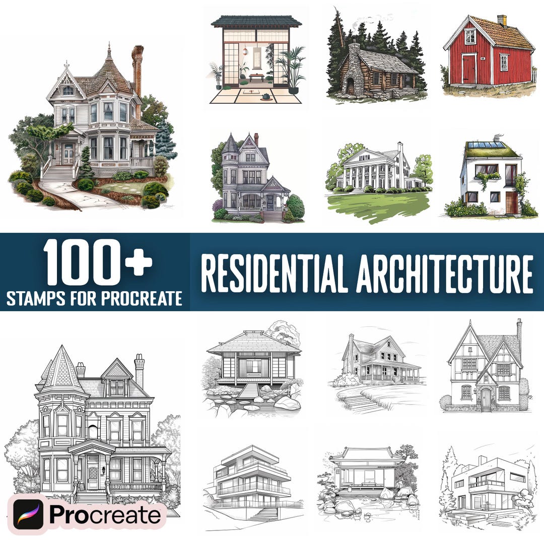 100+ Residential Architecture Procreate Stamps, Brushes for Procreate ...