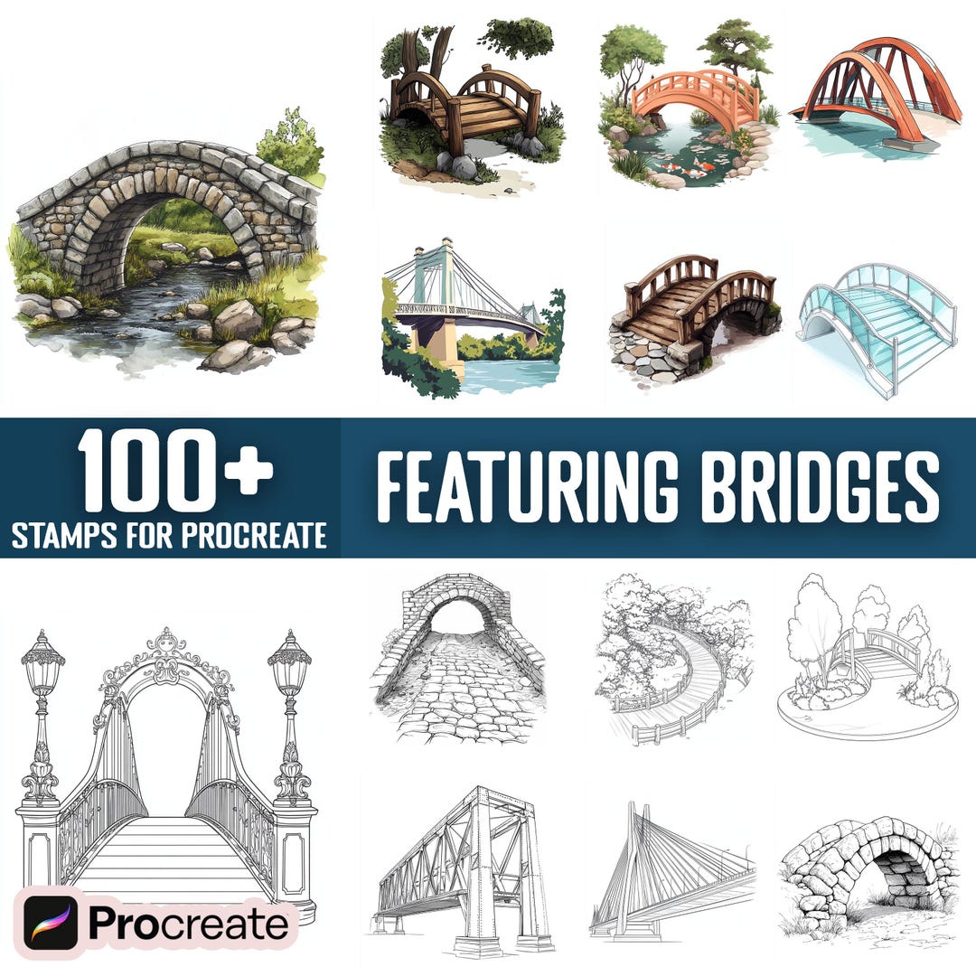 100+ Bridge Bundle Procreate Stamps, Brushes for Procreate, Instant ...
