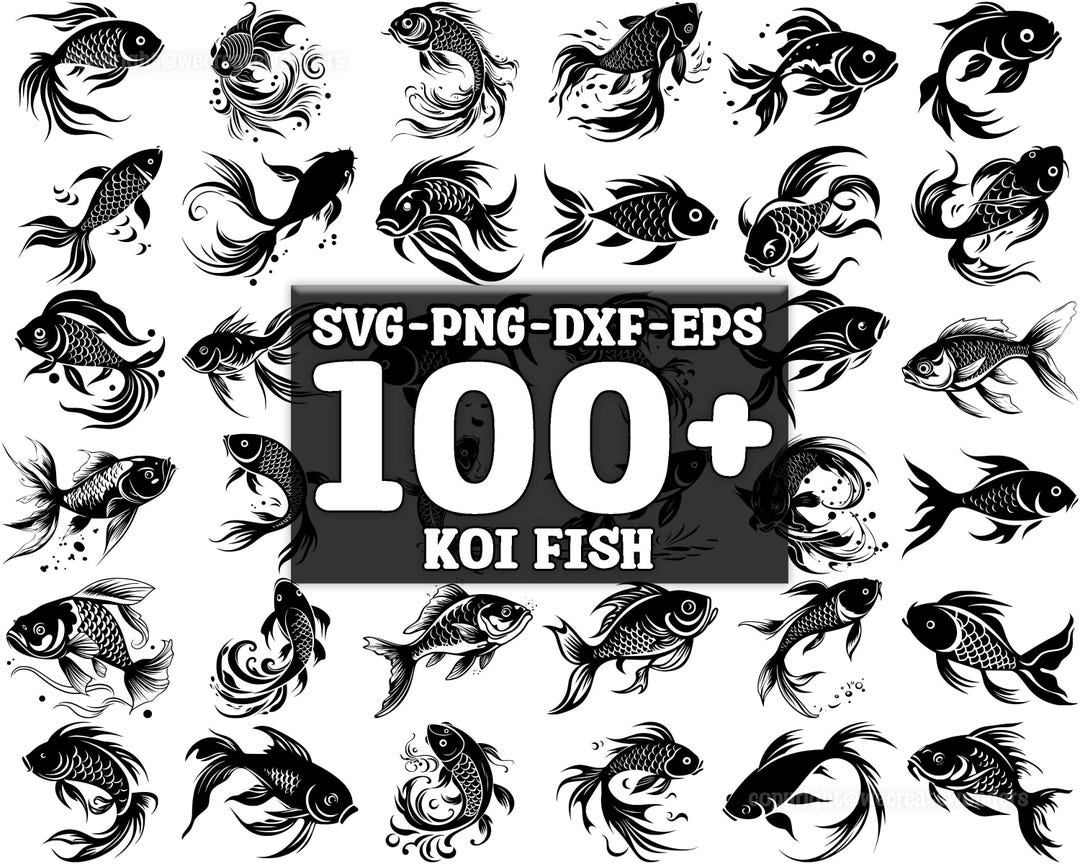Koi Fish SVG Bundle, Set of 100, Instant Digital Download, Png, Svg ...