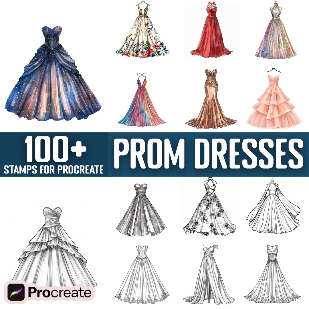 100+ Prom Dresses Procreate Stamps, Brushes for Procreate, Instant ...