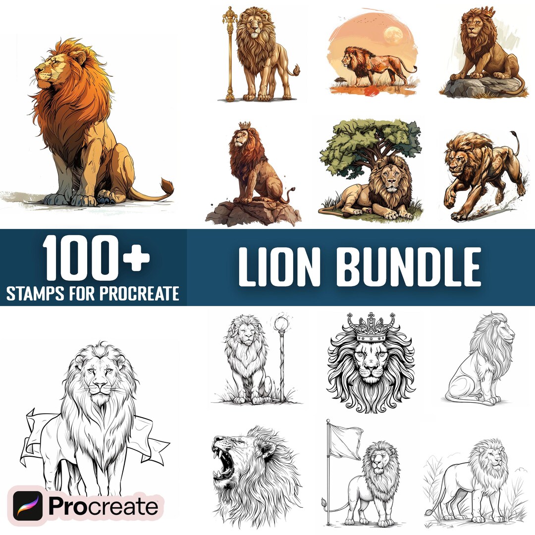 100+ Lion Procreate Stamps, Brushes for Procreate, Instant Digital ...