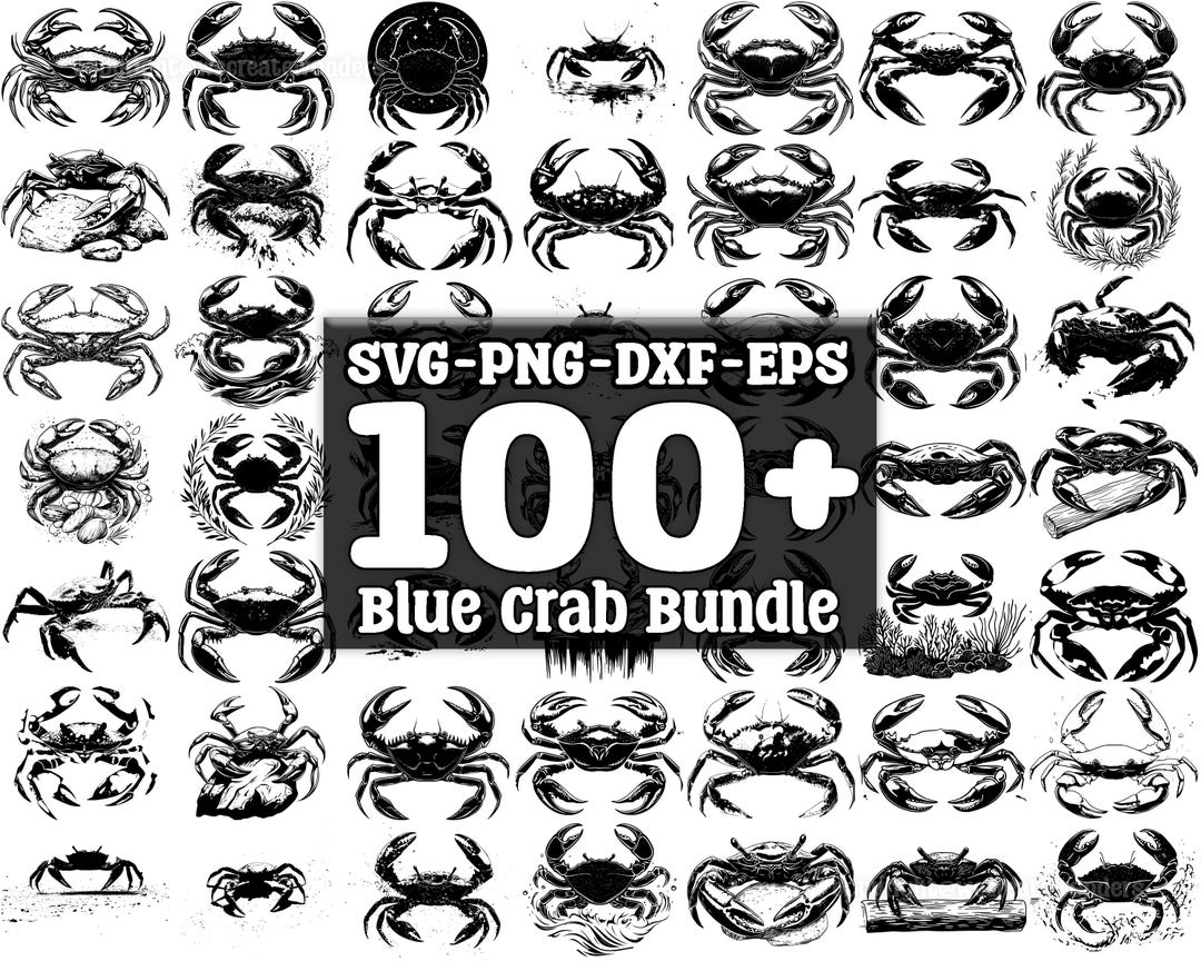 Blue Crab SVG Bundle, Set of 100, Instant Digital Download, Png, Svg ...
