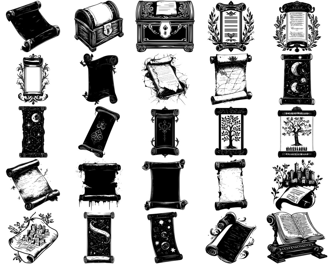 Ancient Scrolls SVG Bundle, Set of 100, Instant Digital Download, Png ...