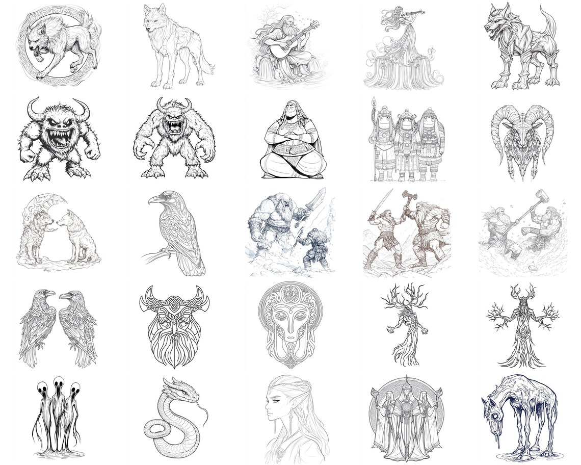 100+ Nordic Mythical Creatures Procreate Stamps, Brushes for Procreate ...