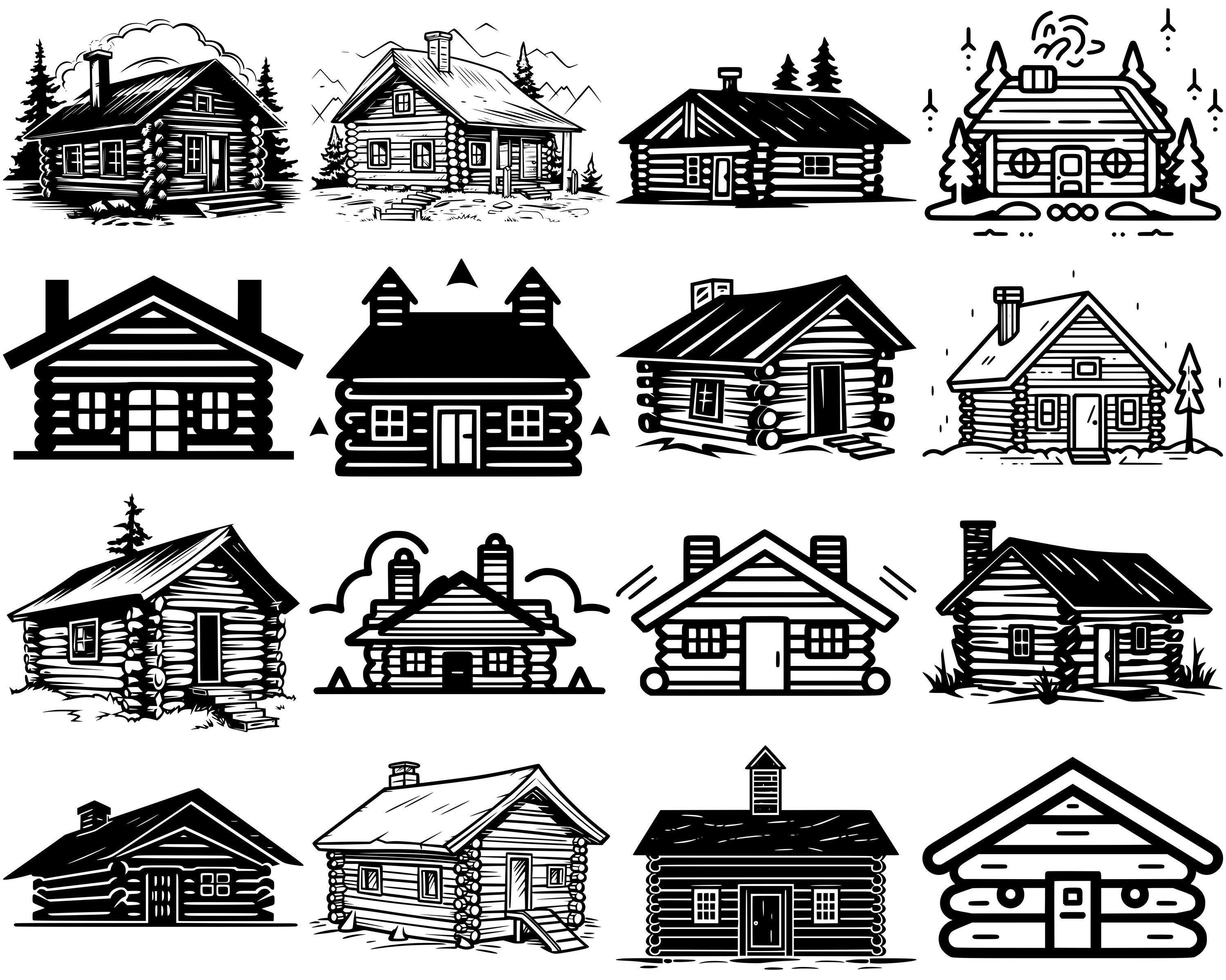 Log Cabin SVG Bundle, Set of 100, Instant Digital Download, Png, Svg ...