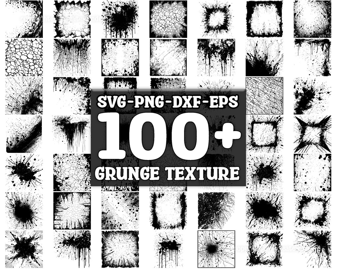 Grunge Texture SVG Bundle, Set of 100, Instant Digital Download, Png ...