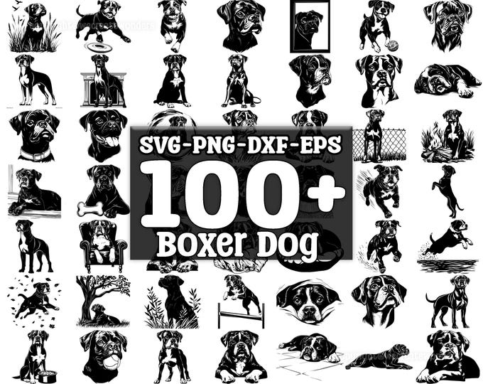 Boxer Dog SVG Bundle, Set of 100, Instant Digital Download Svg Png Dxf ...