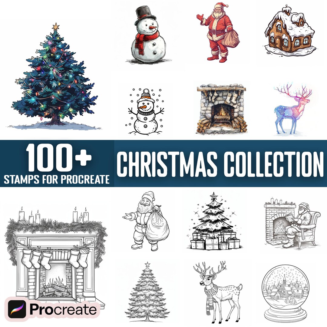 100+ Christmas Collection Procreate Stamps, Brushes for Procreate ...