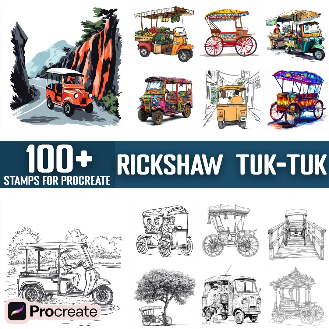 100+ Rickshaw Auto Procreate Stamps, Brushes for Procreate, Instant ...