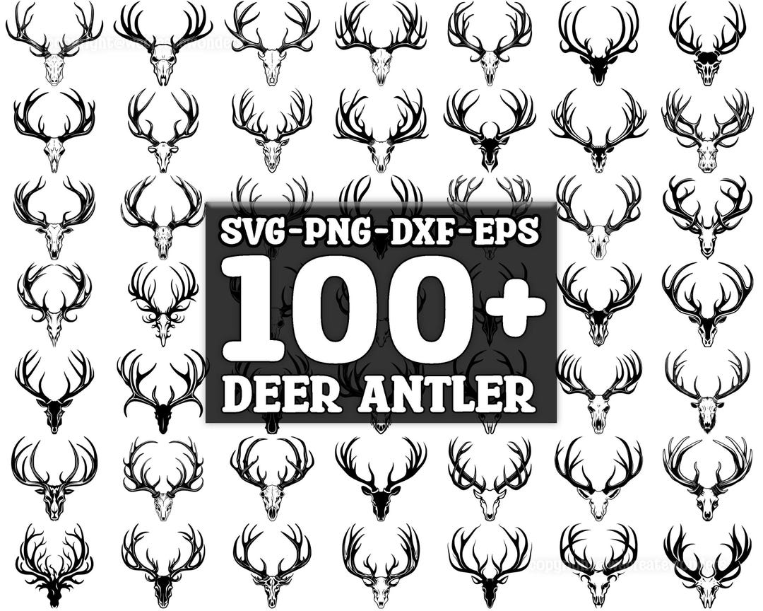 Deer Antler SVG Bundle, Set of 100, Instant Digital Download, Png, Svg ...