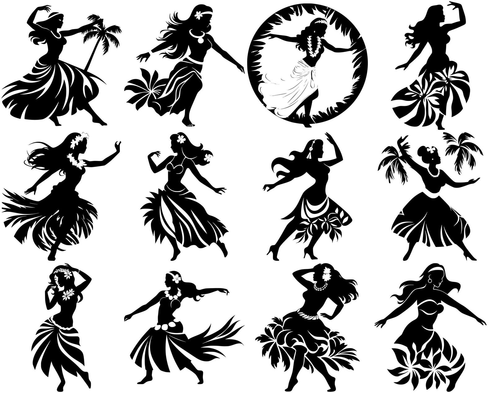 Hula Dancer SVG Bundle, Set of 100, Instant Digital Download, Png, Svg ...