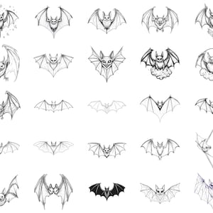 100+ Bat Tattoo Procreate Stamps, Brushes for Procreate, Instant ...