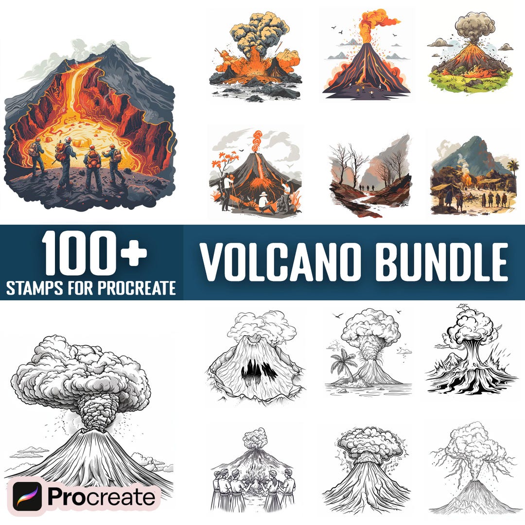 100+ Volcano Bundle Procreate Stamps, Brushes for Procreate, Instant ...