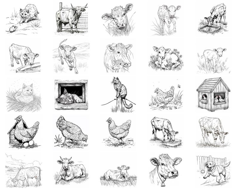 100+ Farm Animals Procreate Stamps, Brushes for Procreate, Instant ...