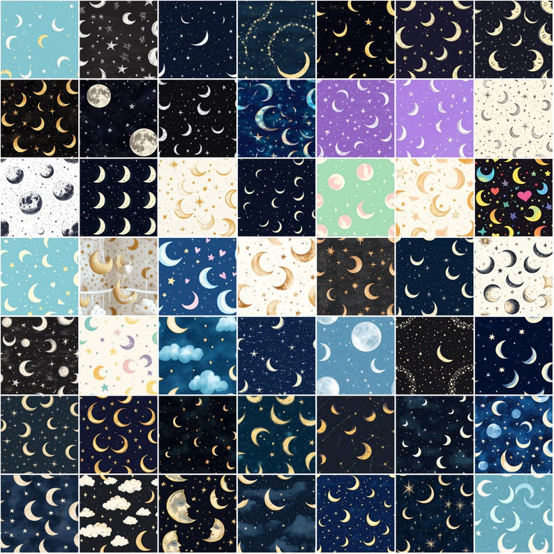 100+ Moon and Stars Procreate Textures, Brushes for Procreate, Instant ...