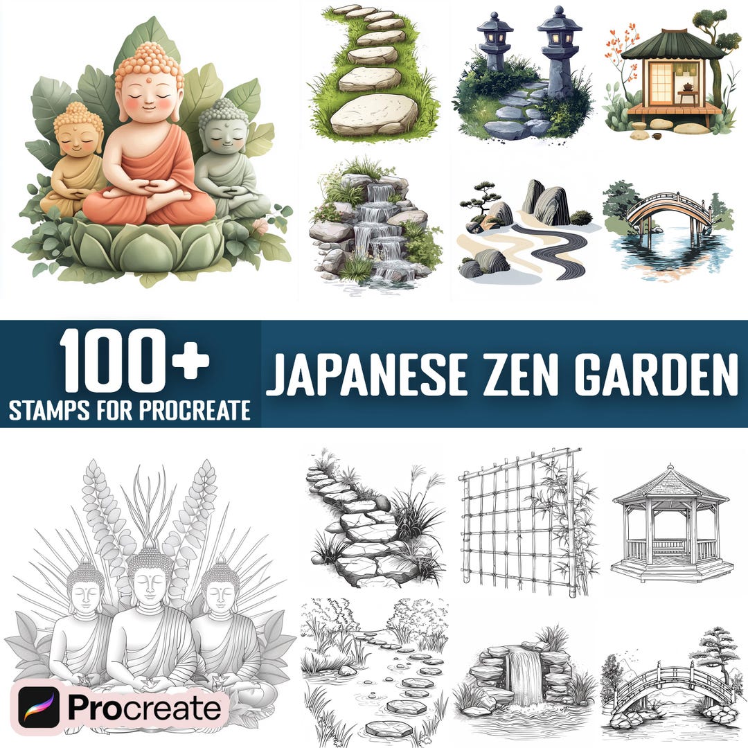 100+ Japanese Zen Garden Procreate Stamps, Brushes for Procreate ...