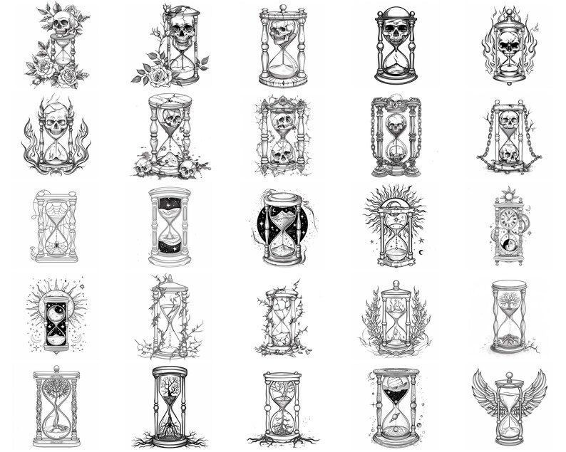 100+ Hourglass Tattoo Procreate Stamps, Brushes for Procreate, Instant ...