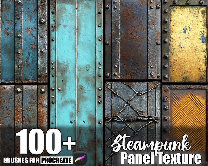 100+ Steampunk Panel Procreate Textures, Brushes for Procreate, Instant ...