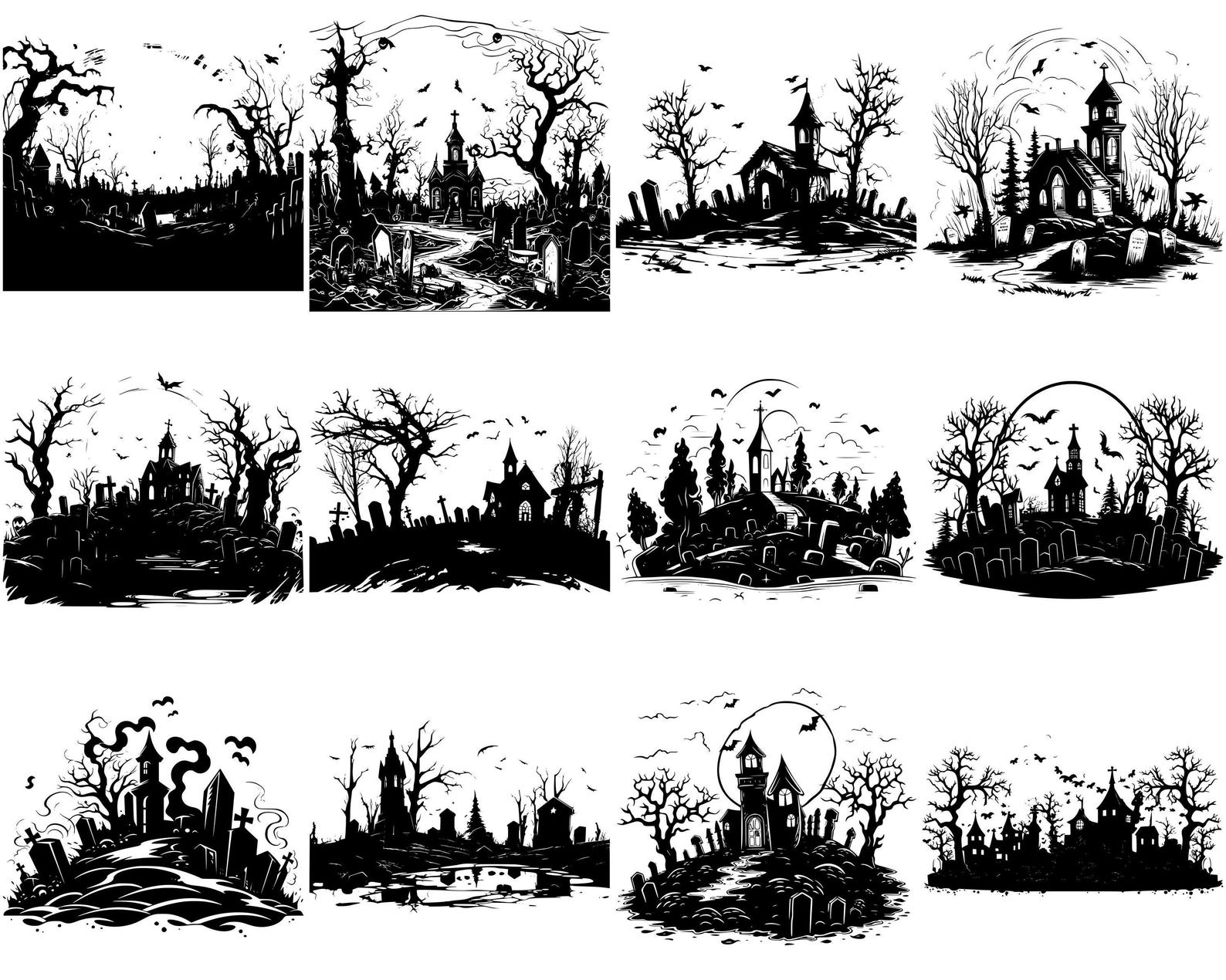 Graveyard SVG Bundle, Set of 100, Instant Digital Download, Png, Svg ...
