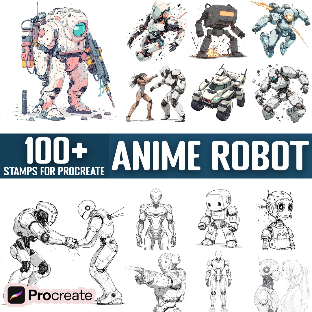 100+ Anime Robot Procreate Stamps, Brushes for Procreate, Instant ...