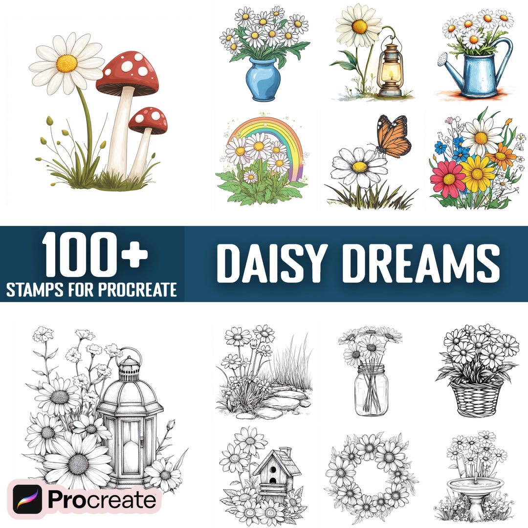100+ Daisy Dreams Procreate Stamps, Brushes for Procreate, Instant ...