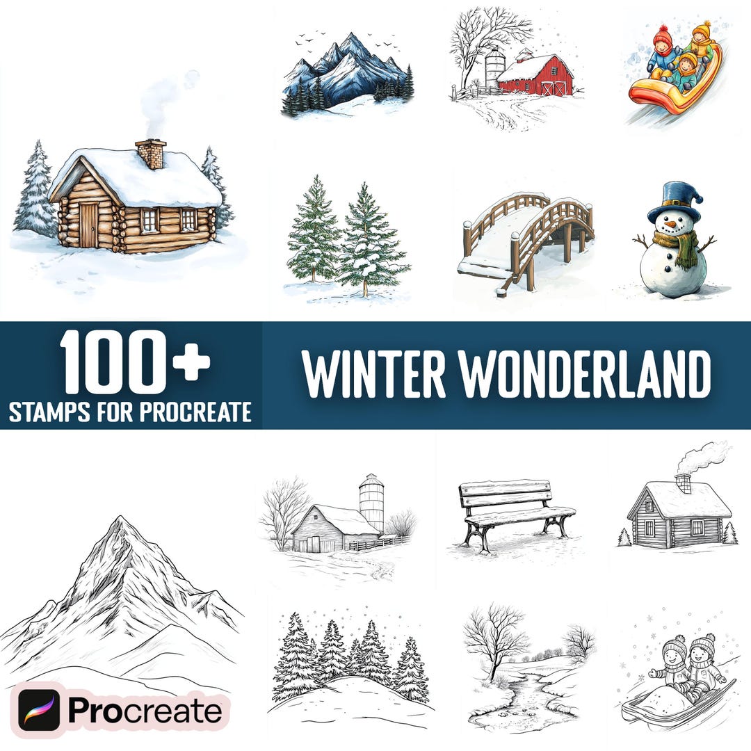 100+ Winter Wonderland Procreate Stamps, Brushes for Procreate, Instant ...