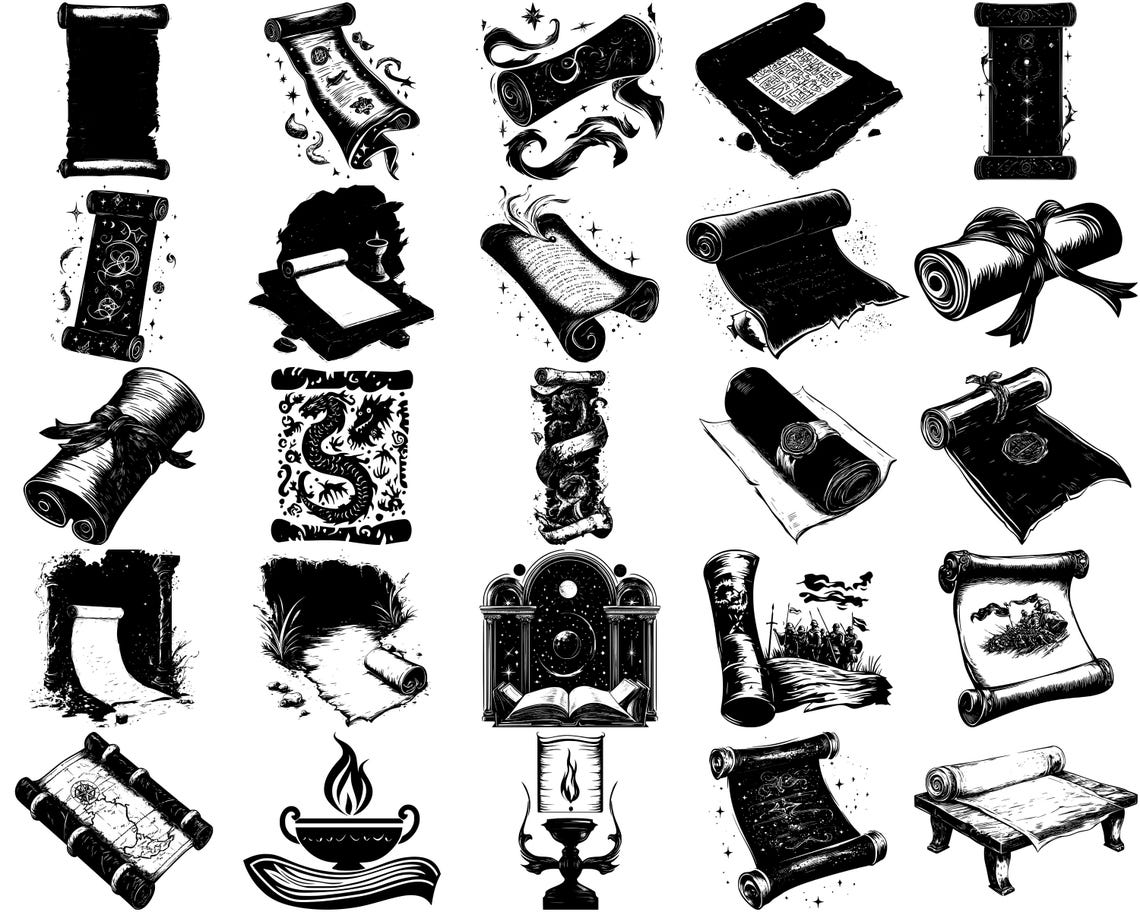 Ancient Scrolls SVG Bundle, Set of 100, Instant Digital Download, Png ...