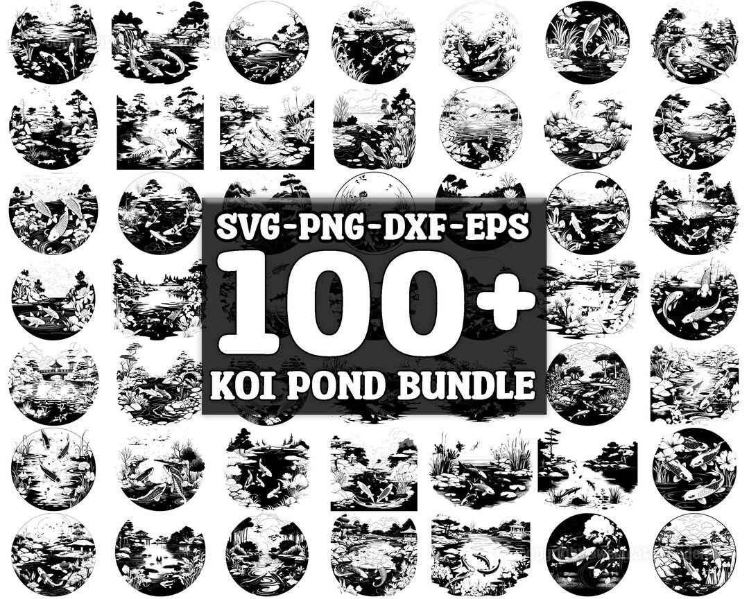 Koi Pond SVG Bundle, Set of 100, Instant Digital Download, Png, Svg ...