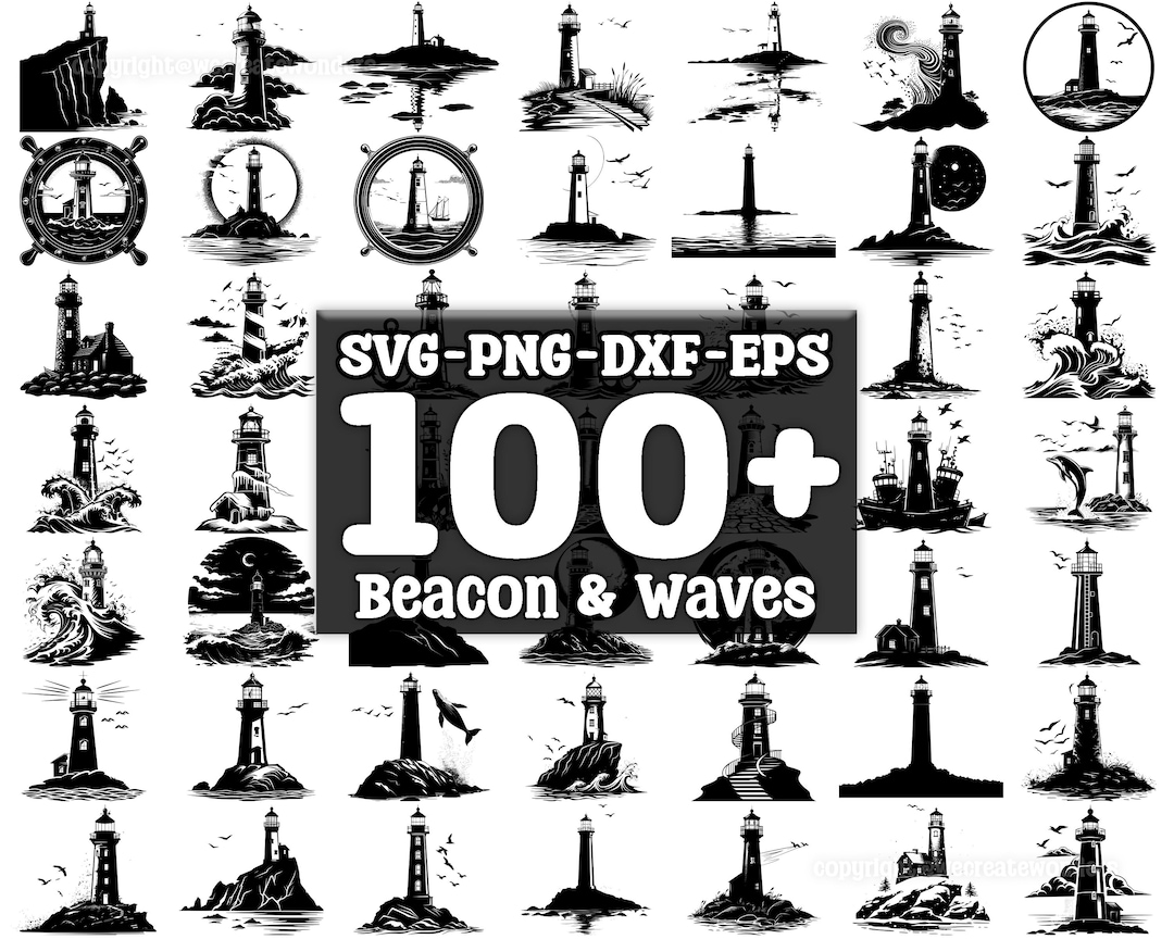 Beacon & Waves SVG Bundle, Set of 100, Instant Digital Download, Png ...