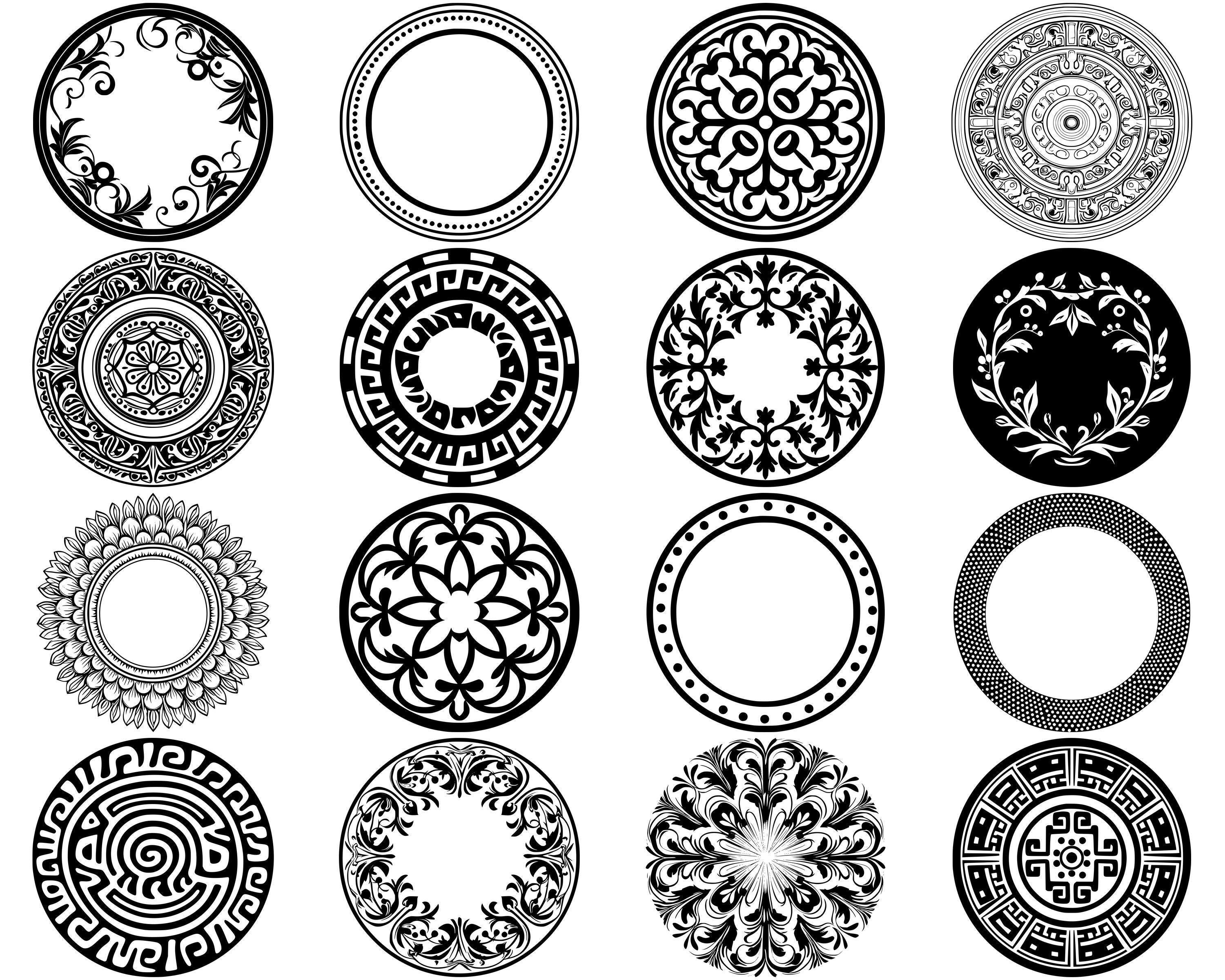 Round Circle SVG Bundle, Set of 100, Instant Digital Download, Png, Svg ...