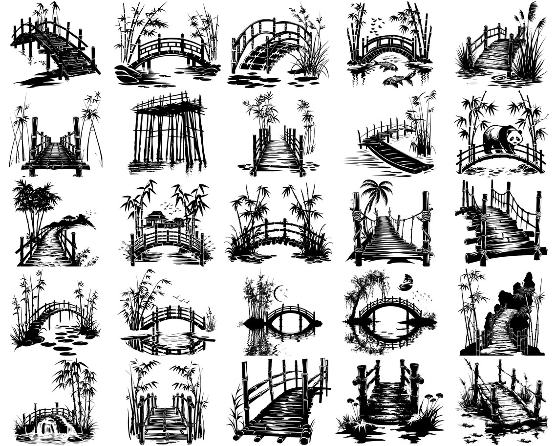 Bamboo Bridges SVG Bundle, Set of 100, Instant Digital Download, Png ...