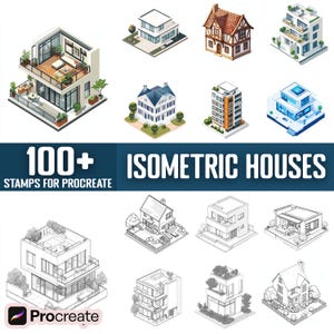 100+ Isometric House Procreate Stamps, Brushes for Procreate, Instant ...