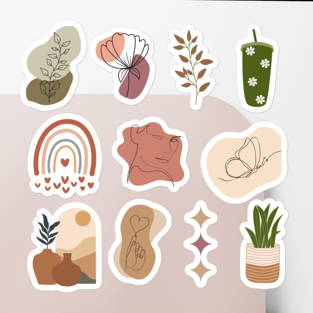 Aesthetic Stickers (2) Set of 11 - Neutral Colors - Etsy