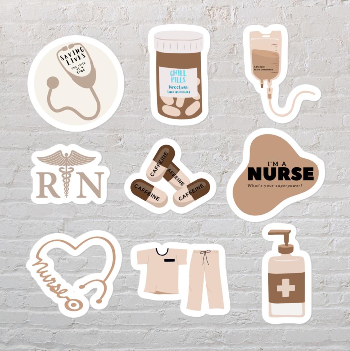 Nursing Stickers Set of 9 - Neutral Colors - Etsy