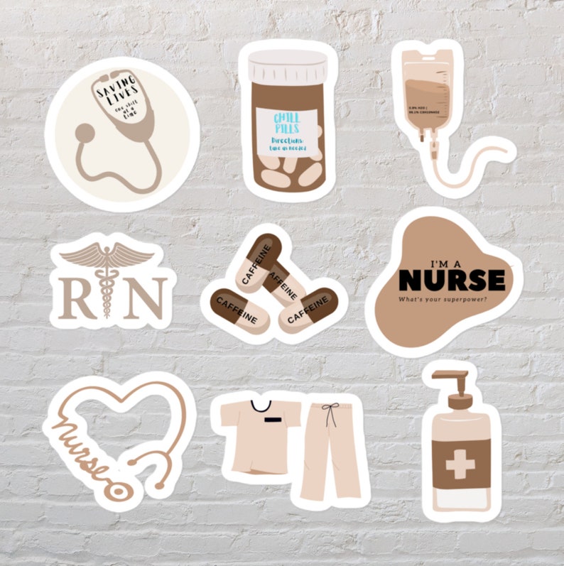 Nursing Stickers Set of 9 - Neutral Colors - Etsy