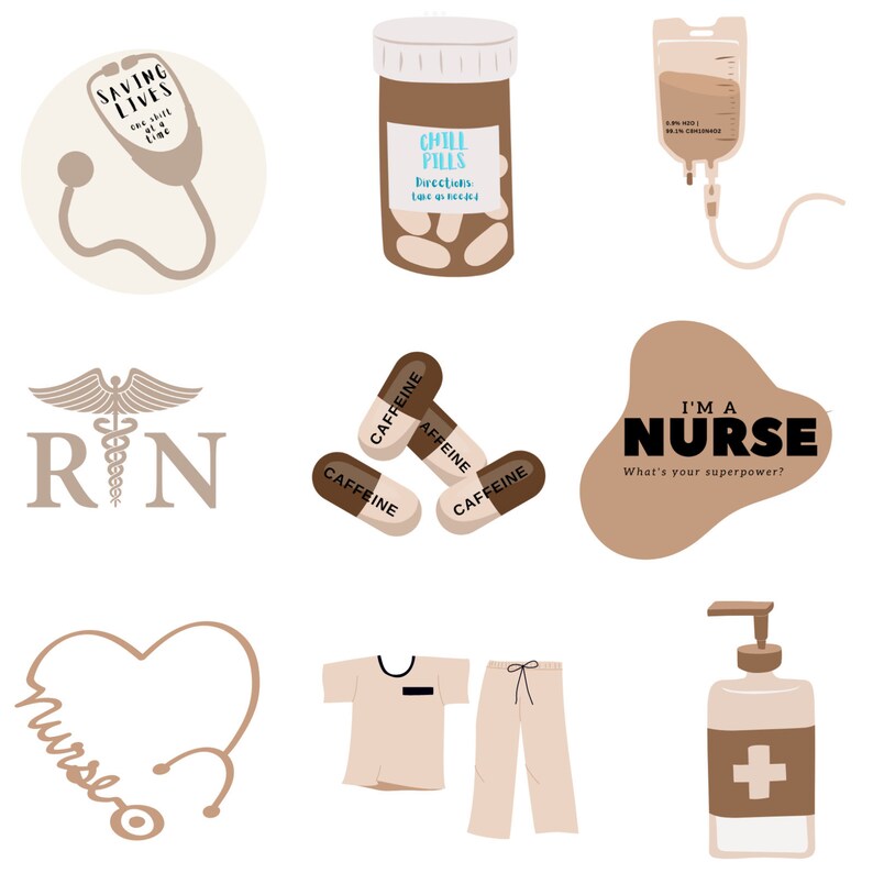 Nursing Stickers Set of 9 - Neutral Colors - Etsy