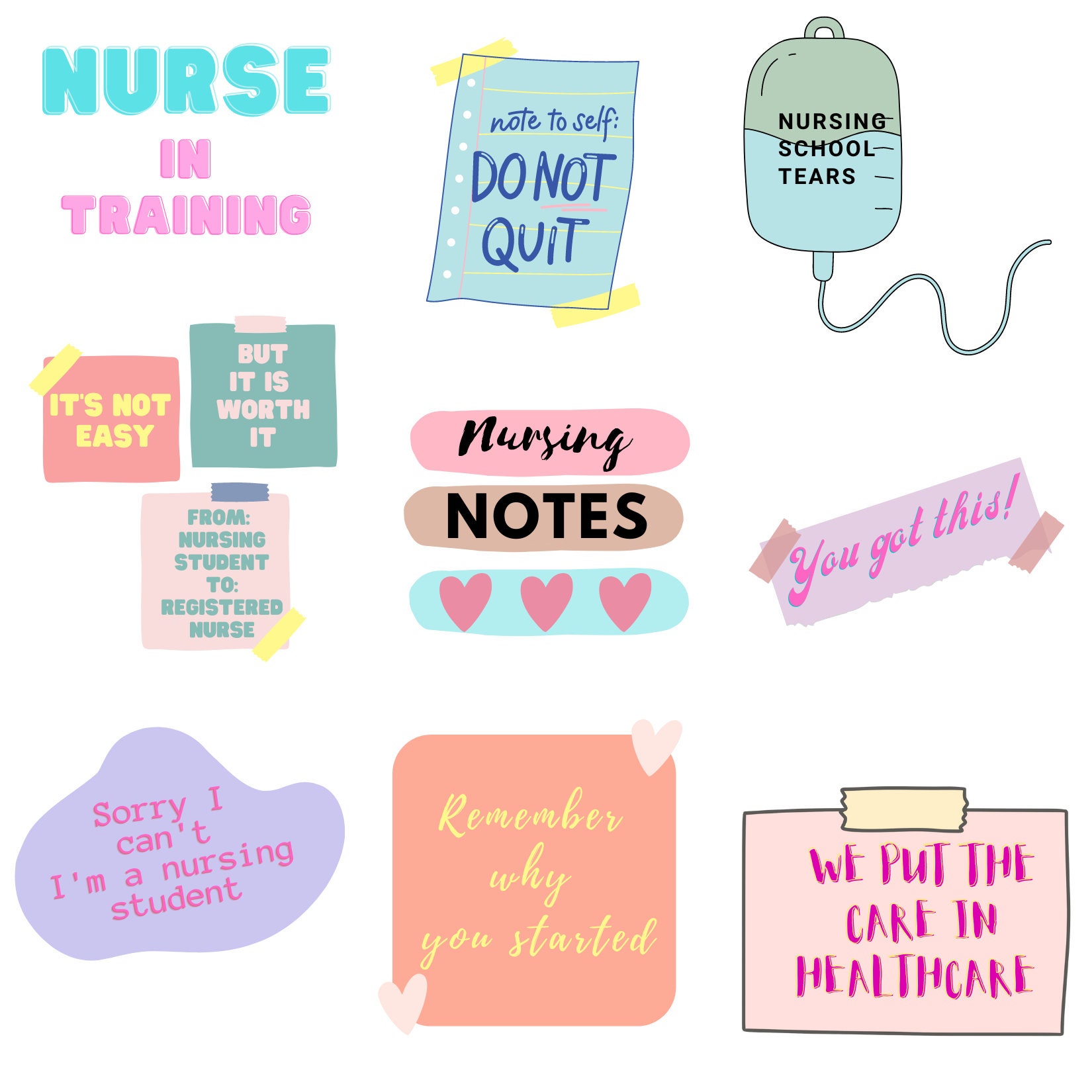 Nursing Student Stickers- Pastels - Etsy