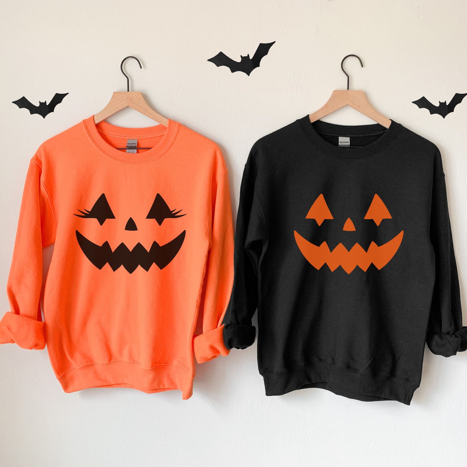 Couples Jack-o-lantern Halloween Sweatshirt, Matching Husband Wife Fall ...